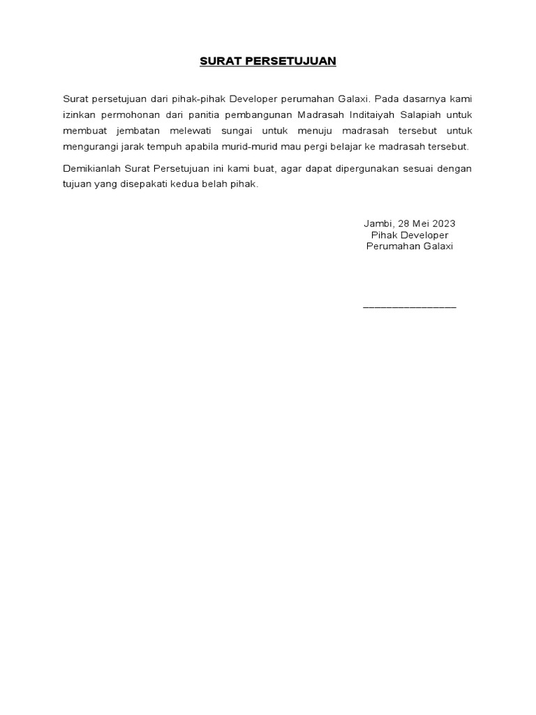 SURAT PERSETUJUAN | PDF