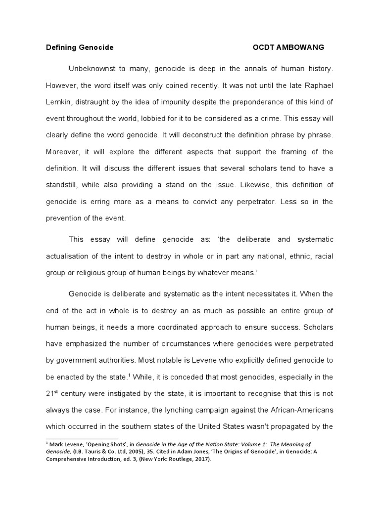 Genocide Definition Analysis | PDF