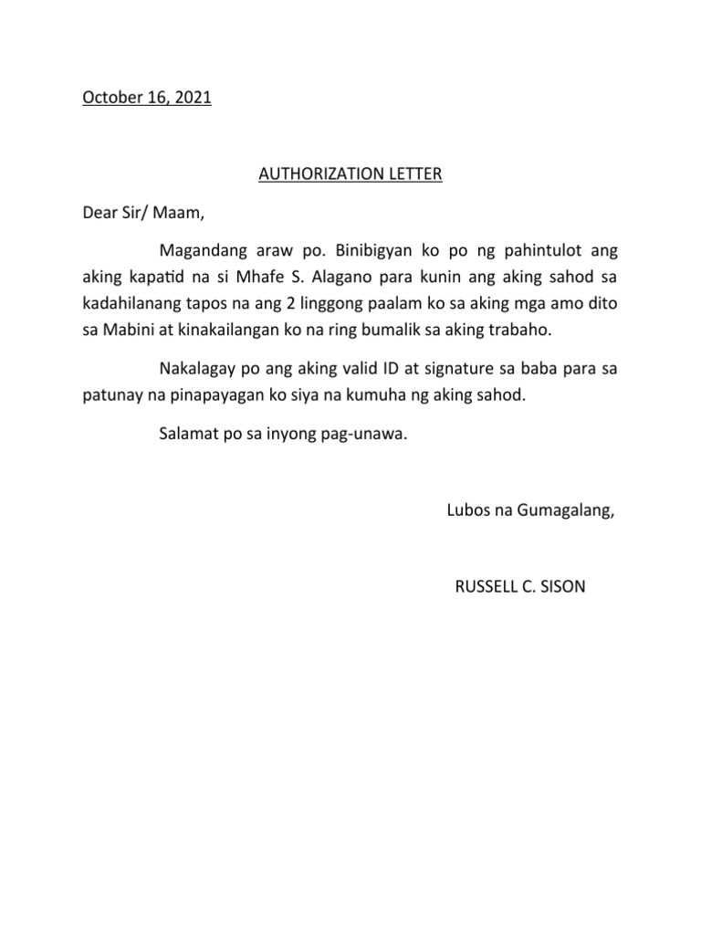 Authorization Letter | PDF
