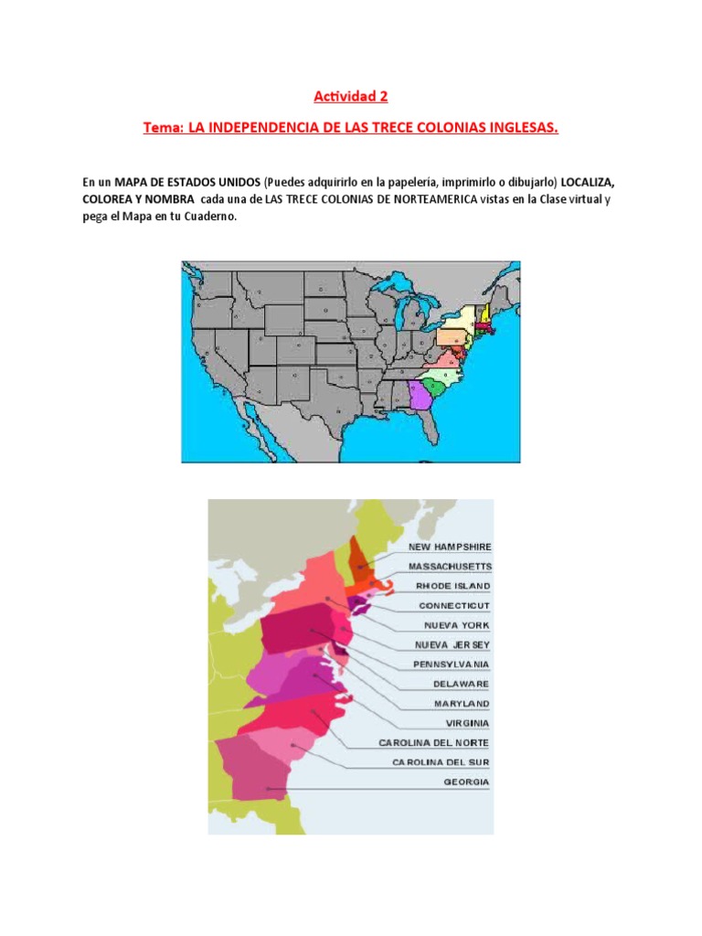 Mapa de las 13 Colonias Inglesas | PDF