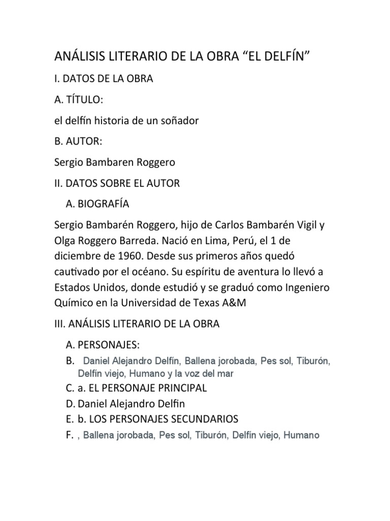 Análisis Literario de La Obra | PDF
