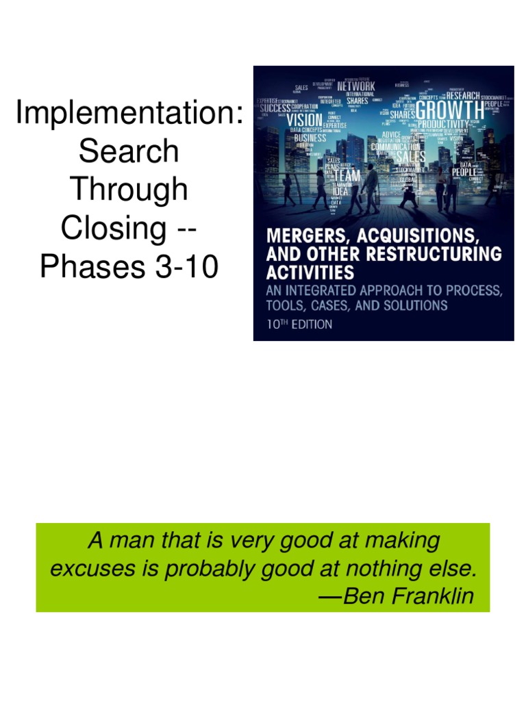 Chapter 5 Implementation Search Through Closing | PDF | Mergers And Acquisitions | Valuation ...