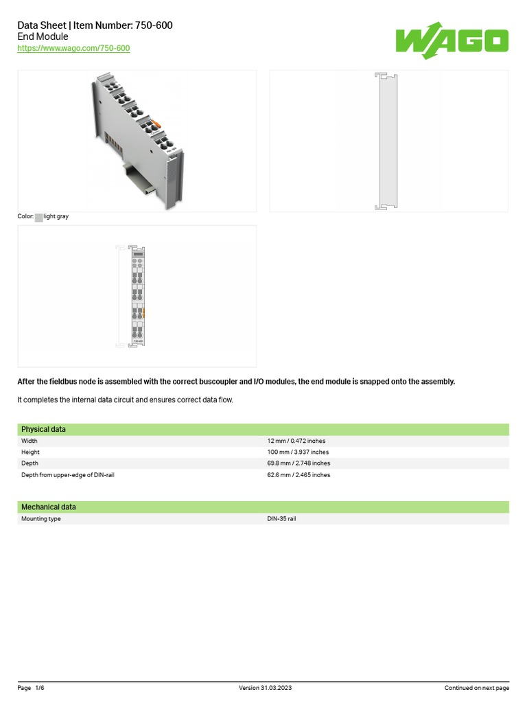 WAGO 750-600en | PDF