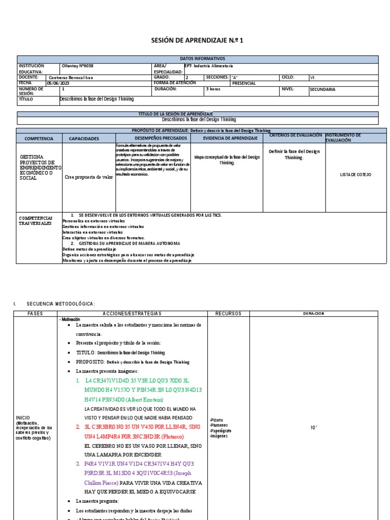 Fase del Design Thinking en Secundaria | PDF