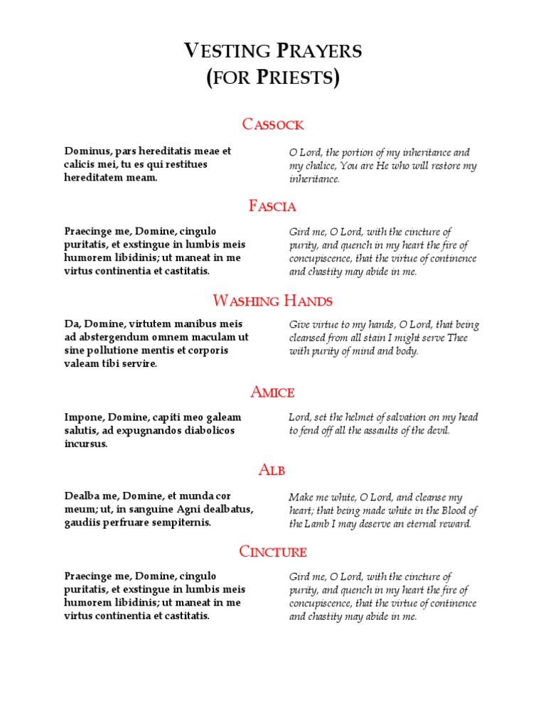 Vesting Prayers | PDF | Catholic Church | Christian Prayer