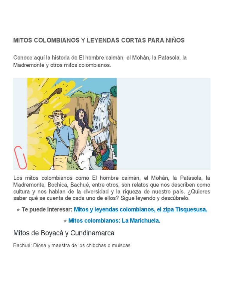 Mitos Colombianos y Leyendas Cortas para Niños | PDF