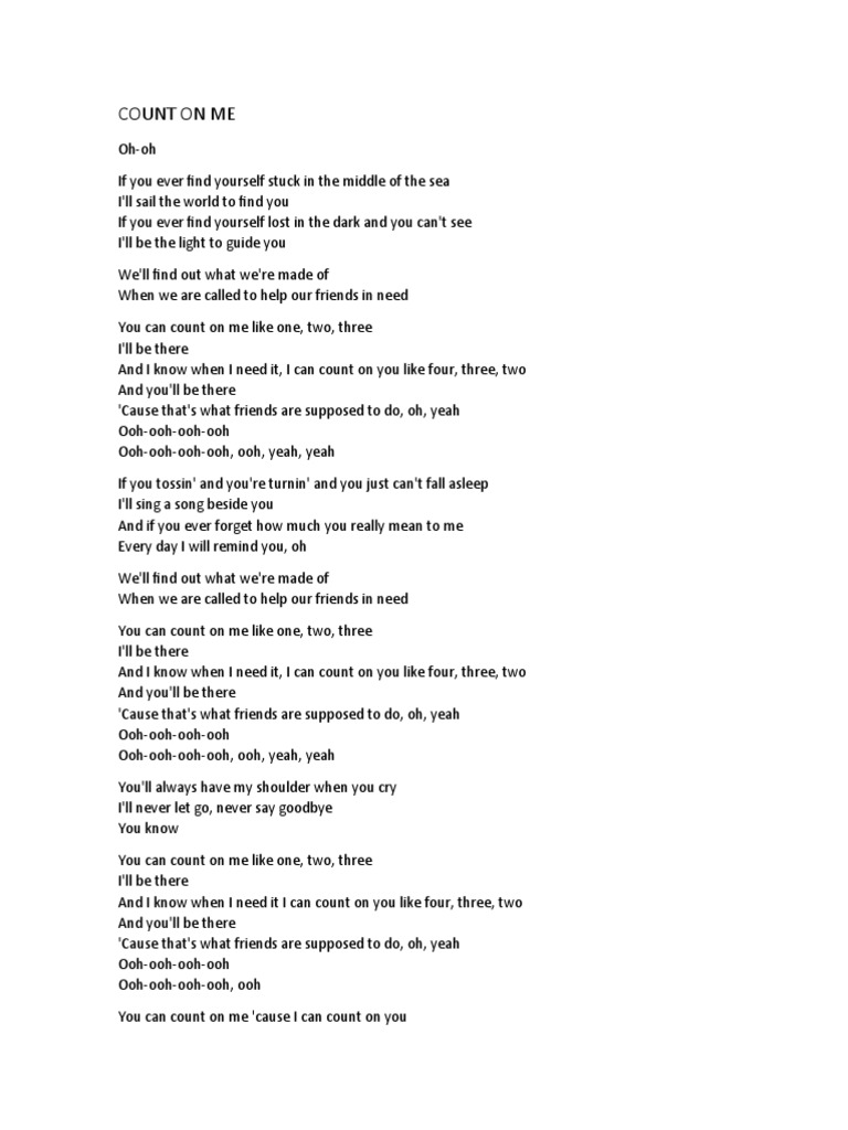 Count On Me | PDF | Poetry