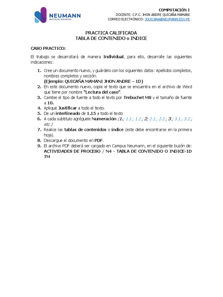 Lección 06-07 - Tablas y referencias_Practica Calificada_1D | PDF