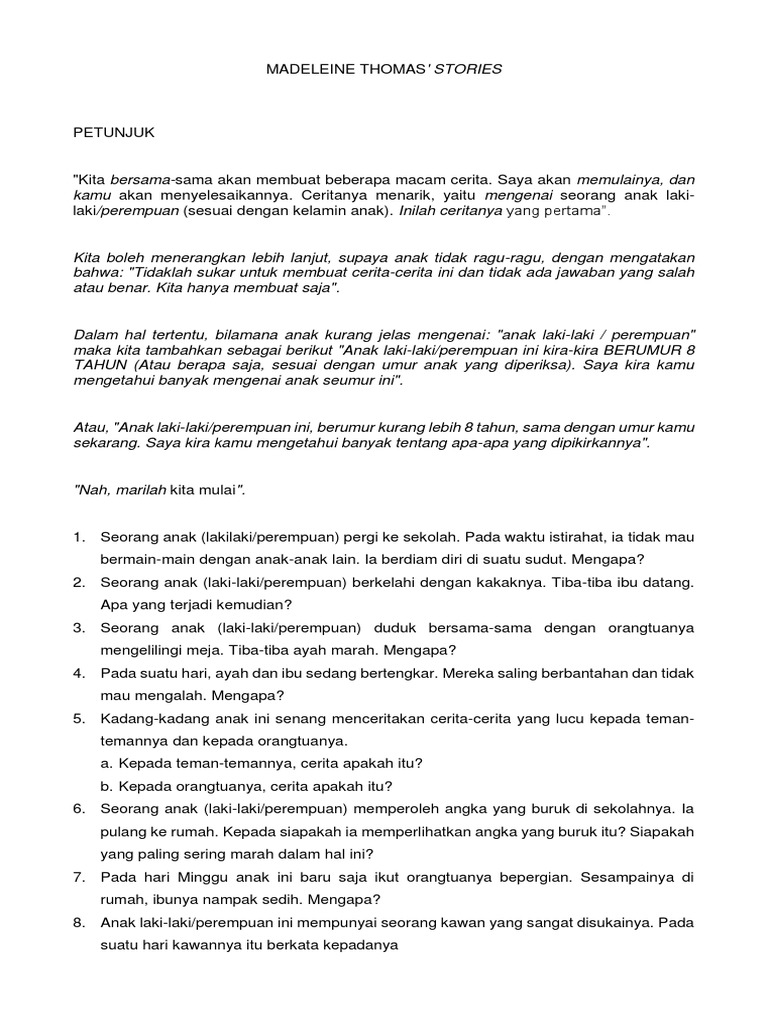 Madeleine Thomas' Story Indonesia | PDF