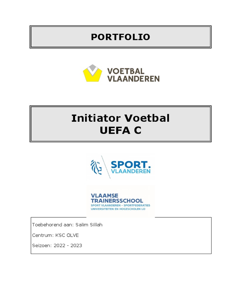 Portfolio Initiator UEFA C Voetbal Voorjaar 2023 Salim Sillah | PDF