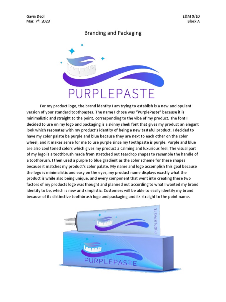 Branding and Packaging Assignment | PDF