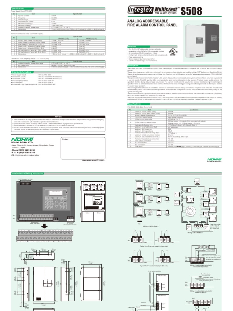 Integlex S508 Fire Alarm Panel Guide | PDF