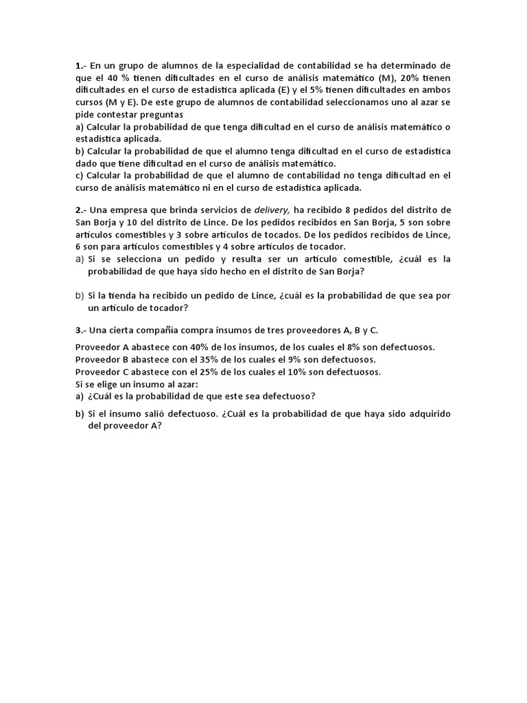 Ejercicios Prob. | PDF