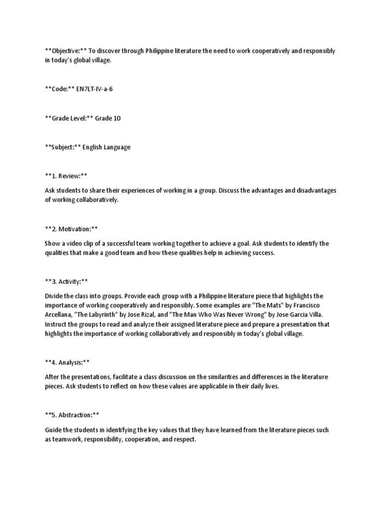 Grade 7 4as Q4 Melc 7 | PDF | Team Building | Cognition