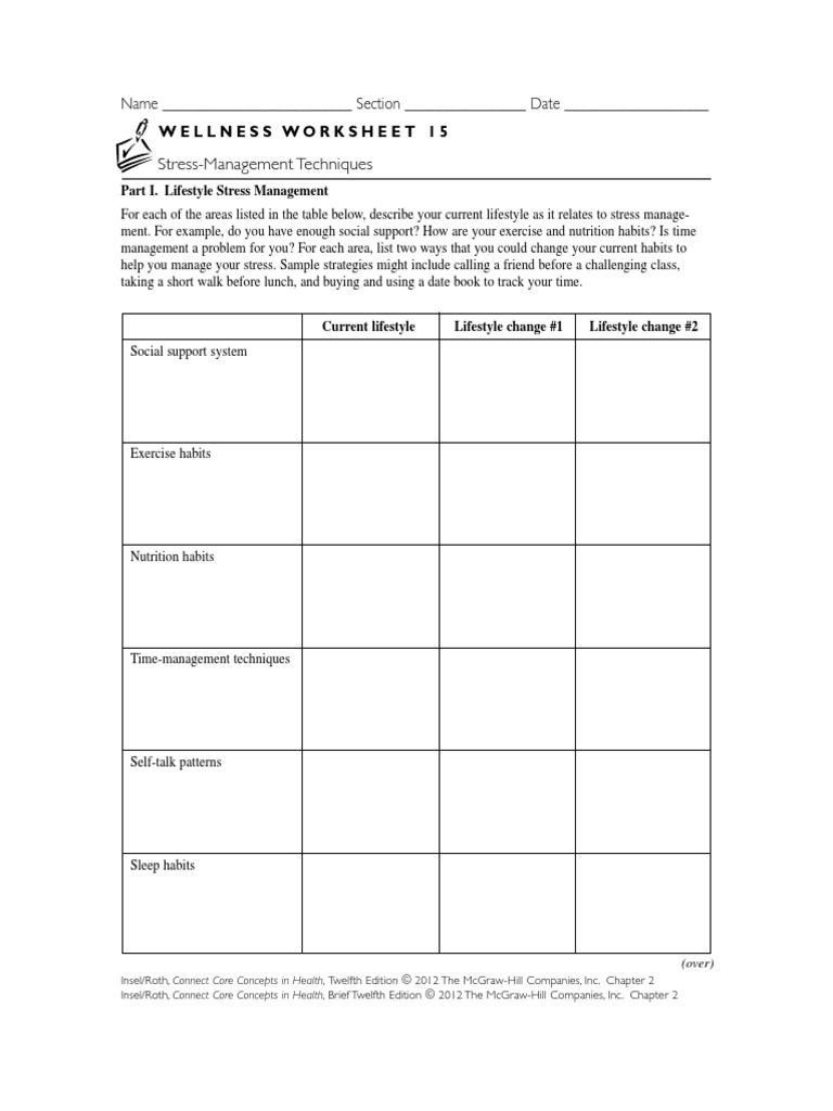 Wellness Worksheet 15 | PDF