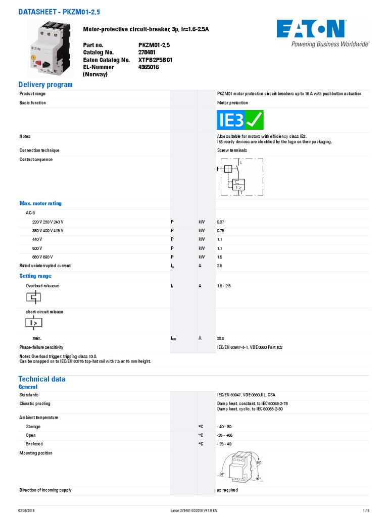 Eaton 278481 PKZM01 25 en | PDF