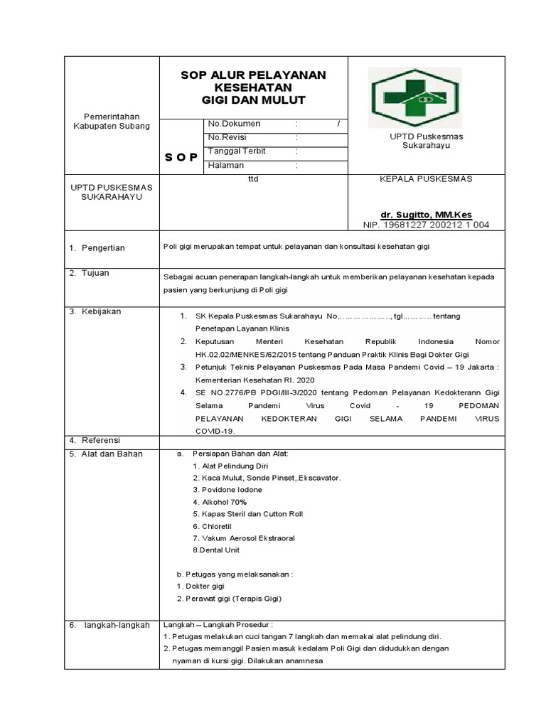 SOP Alur Pelayanan Di Poli Gigi | PDF | Pengembangan Diri | Kesehatan Holistik