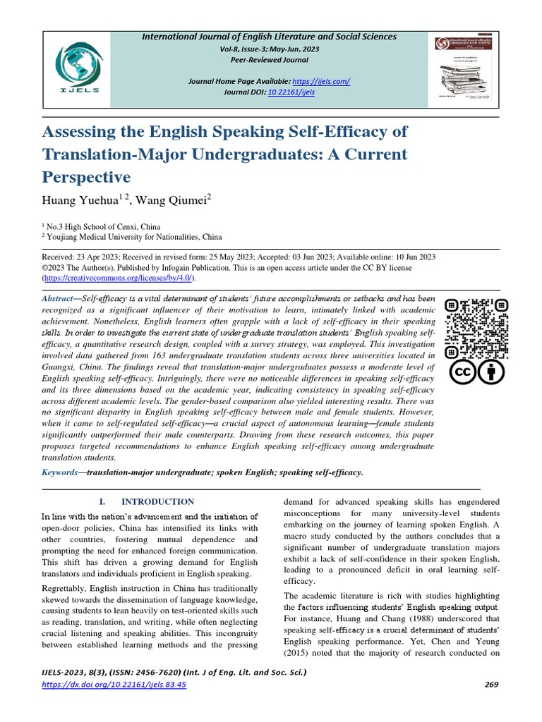 Assessing the English Speaking Self-Efficacy of Translation-Major ...