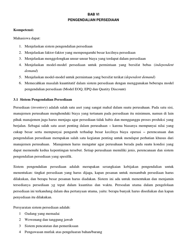 Bab Vi Pengendalian Persediaan | PDF