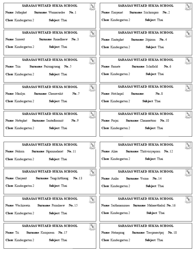 Thai Name Tag | PDF