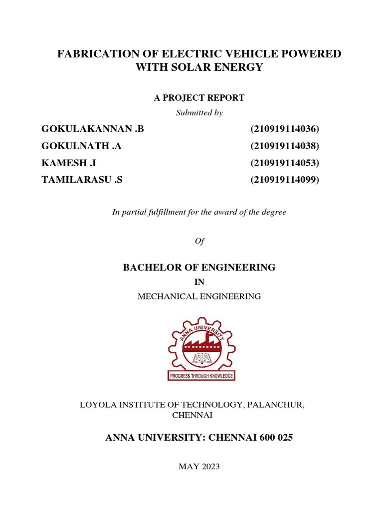 Report Final Ev Kamesh | PDF