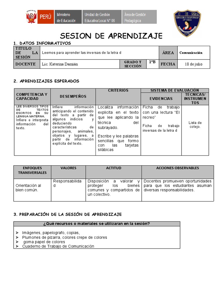 Sesion Ad Ed Id Od Ud | PDF | Evaluación | Aprendizaje