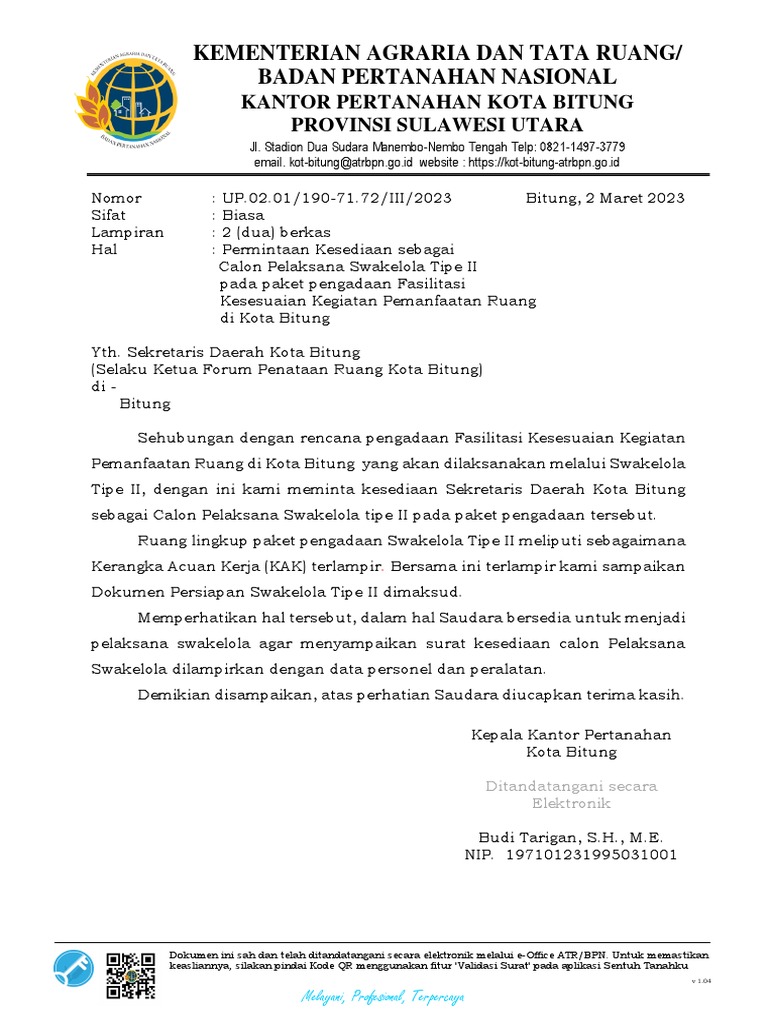 Permintaan Pelaksana Swakelola Tipe II | PDF