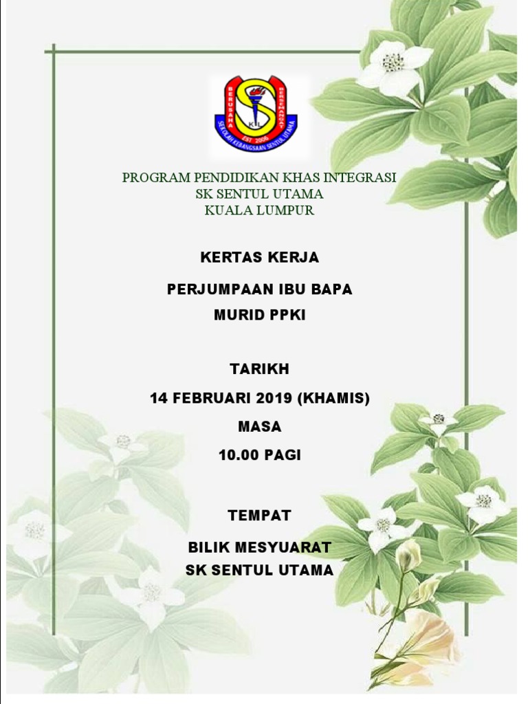 KERTAS KERJA Perjumpaan Ibu Bapa | PDF