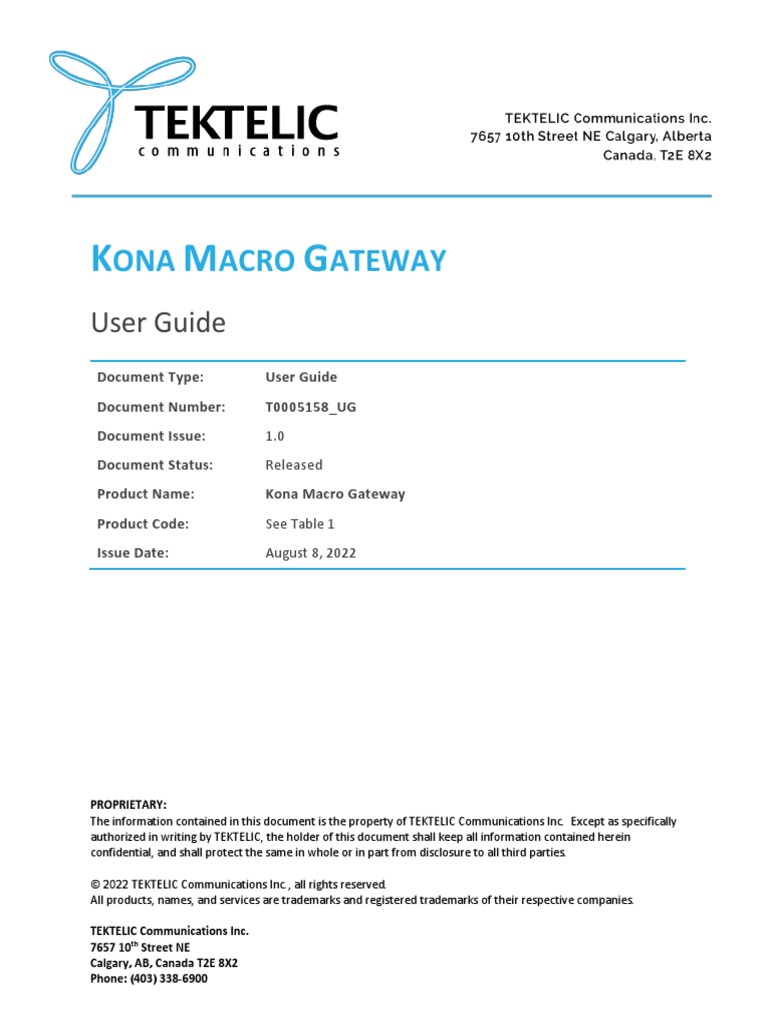 Kona Macro Gateway User Guide 1 | PDF