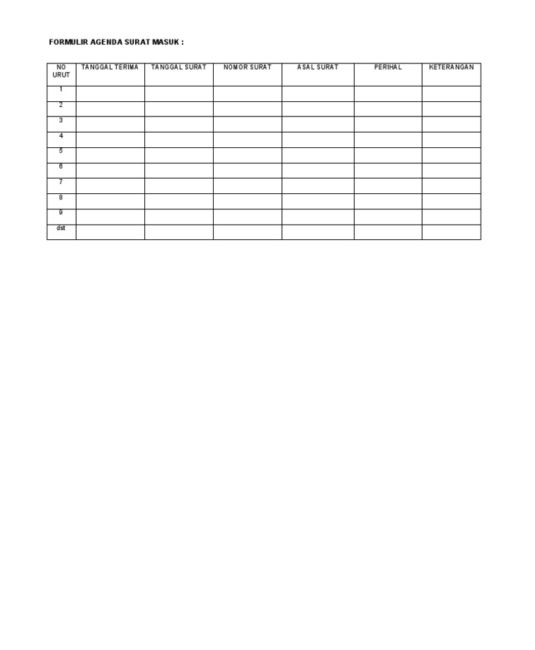 1 2 Formulir Surat Masuk | PDF