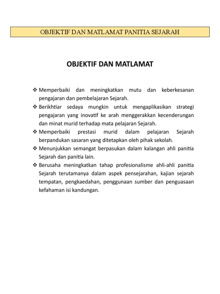 Objektif Matlamat Sejarah | PDF