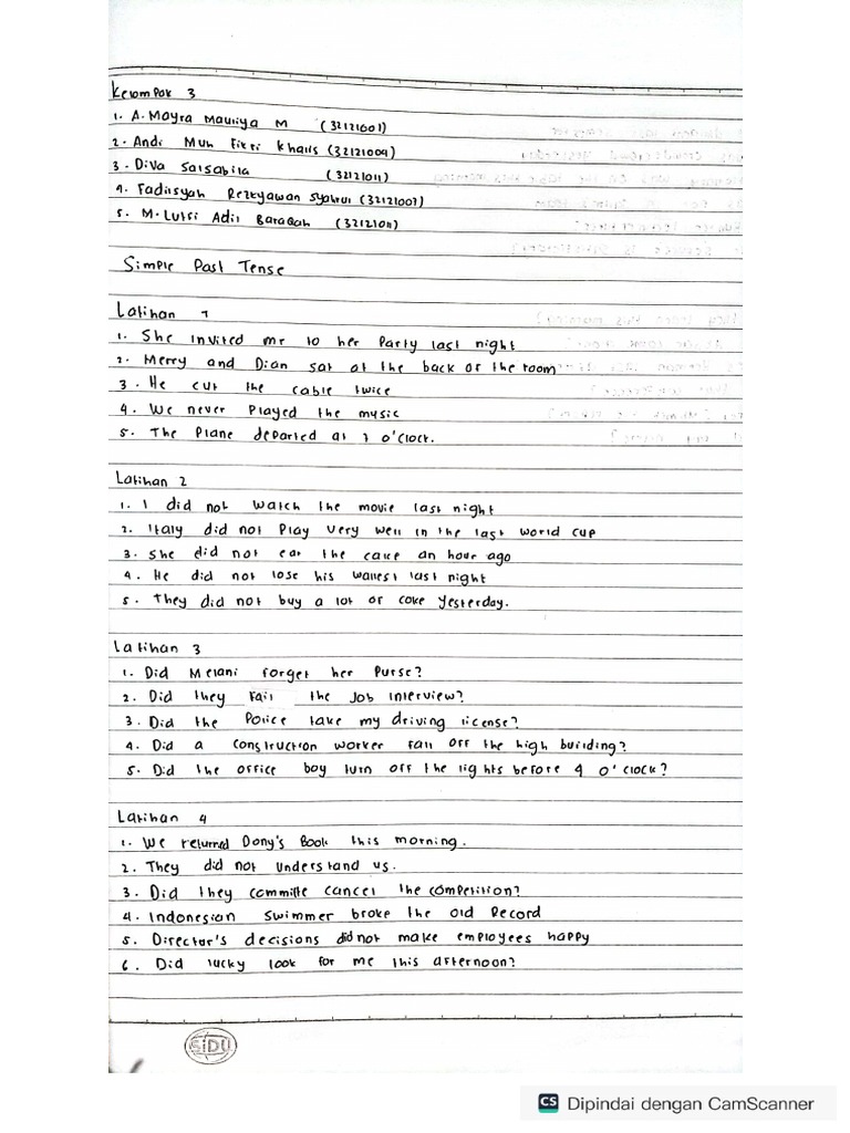 Simple Past Tense | PDF