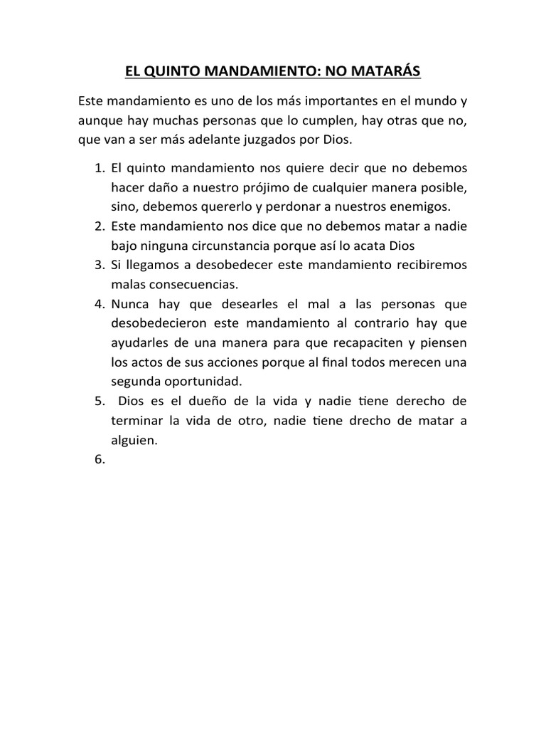 El Quinto Mandamiento | PDF