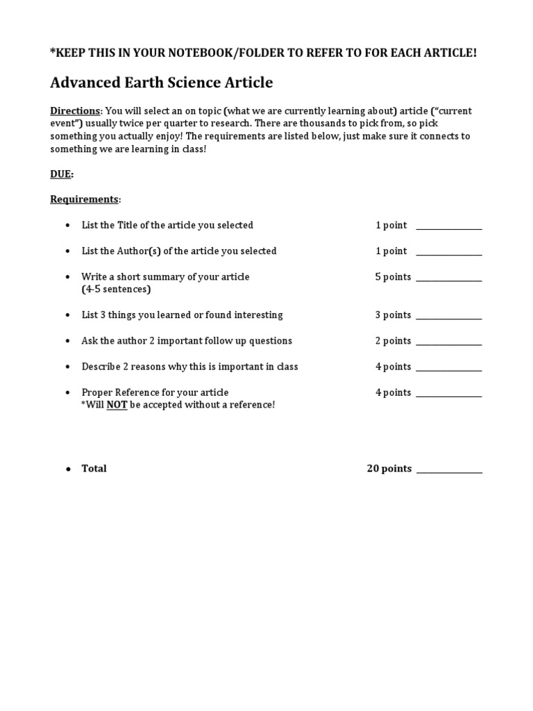 Adv. Earth Science Current Event | PDF