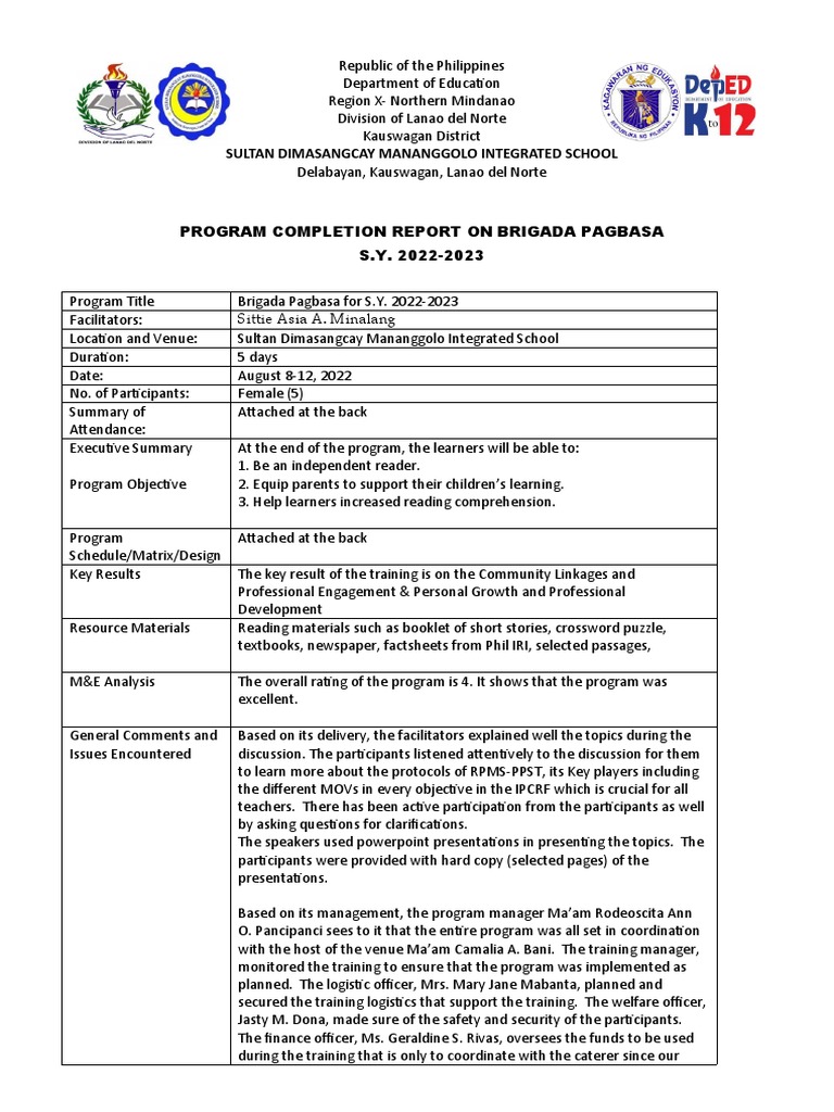 Brigada Pagbasa 2022-2023 | PDF