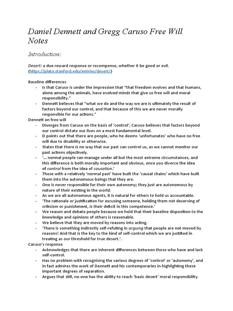 Dennett and Caruso Notes | PDF