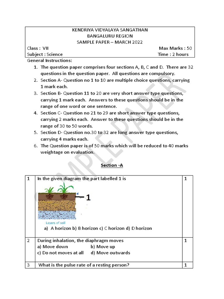 Class 7 Science Sample Papers | PDF | Pollination | Flowers