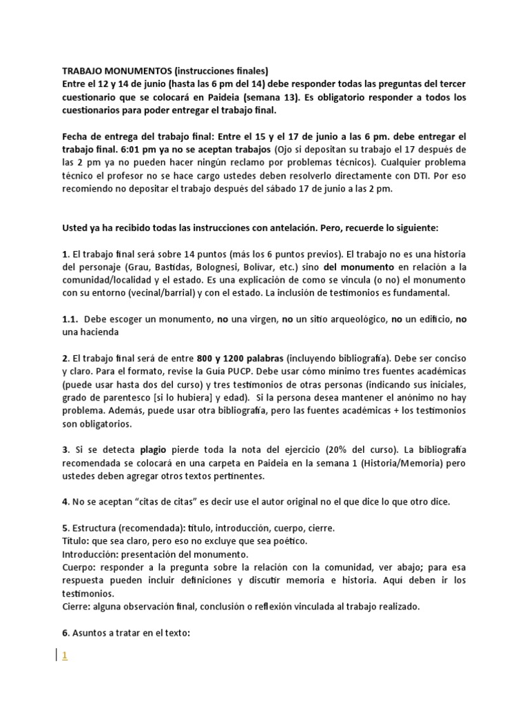 Trabajo Monumentos (Instrucciones Finales20231) | PDF