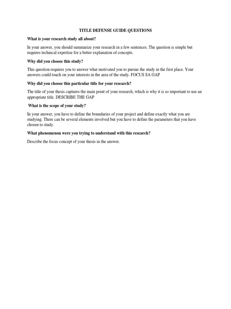 Title Defense Guide Questions | PDF | Career & Growth | Art