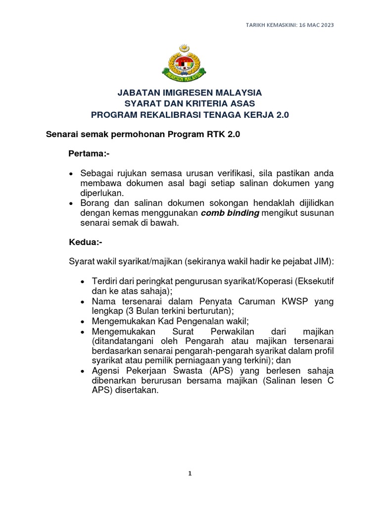 Syarat Kriteria Asas Dan Faq RTK 2.0 | PDF