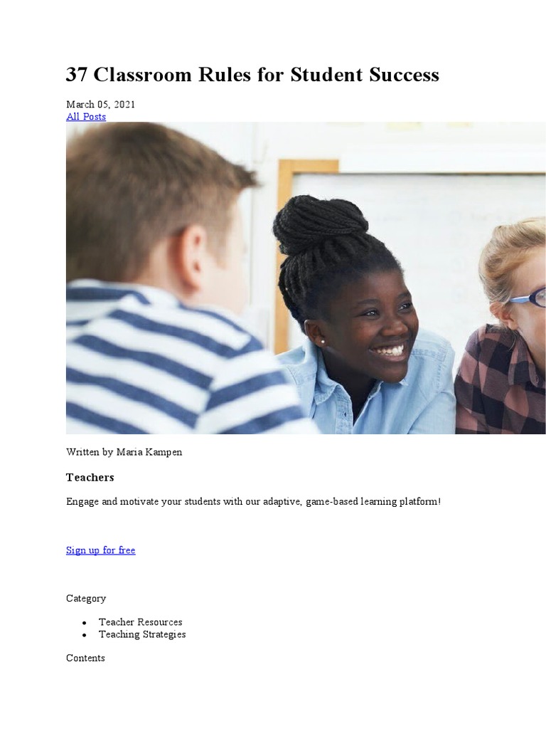 37 Classroom Rules For Student Success | PDF | Teachers | Classroom