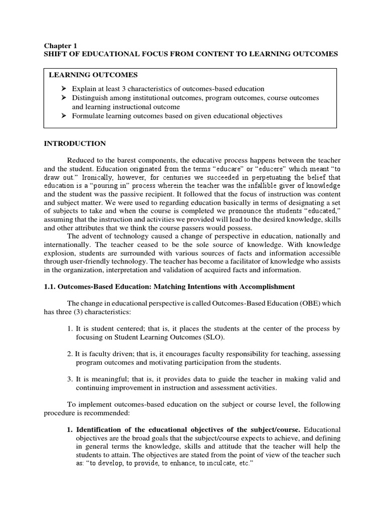 Transition to Outcomes-Based Education | PDF | Educational Assessment ...