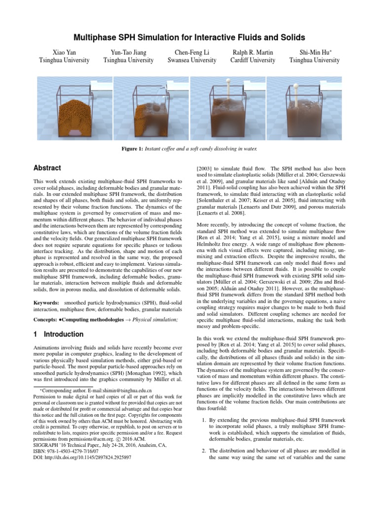 Multiphase SPH Simulation For Interactive Fluids and Solids | PDF | Stress (Mechanics ...