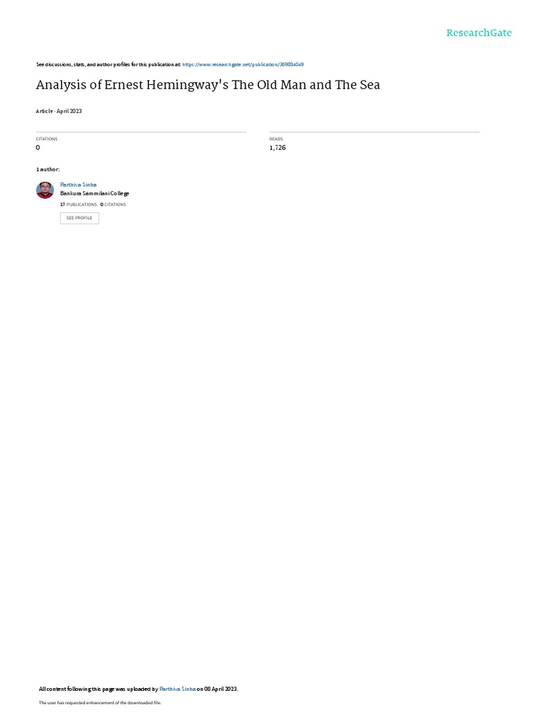 Analysis of Ernest Hemingways The Old Manand The Sea | PDF | Ernest ...