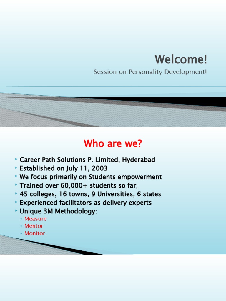 Personality Development Workshop Insights | PDF | Cognitive Science ...