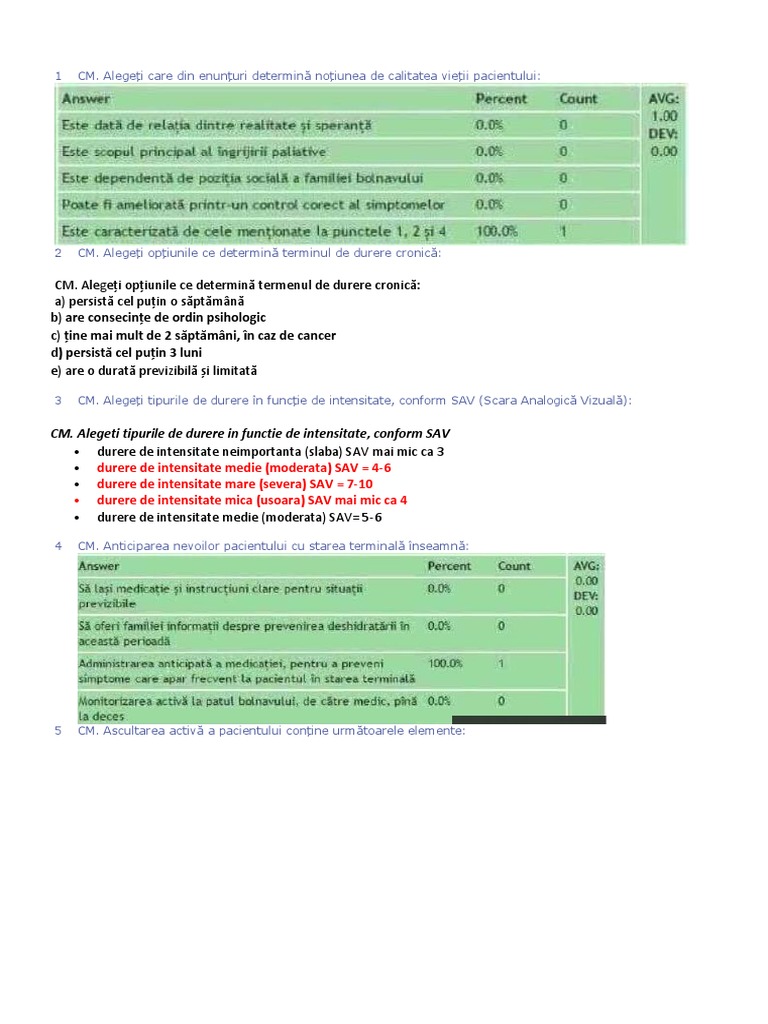 Teste Enunturi Medicina Paliativa 2022 2023 74329 | PDF