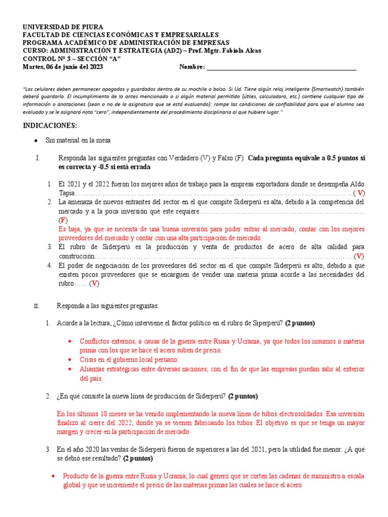 Solución Control 3 AD2 Sección A 2023 I | PDF | Mercado (economía) | Economias