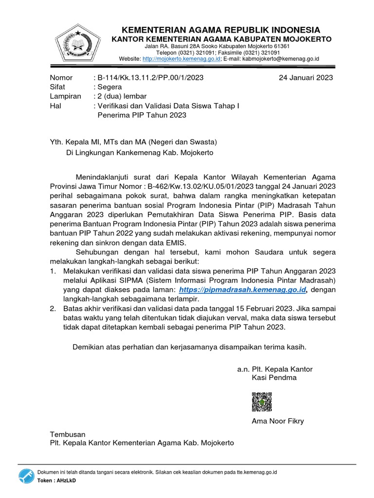 Verval Data Siswa Penerima PIP 2023 | PDF | Pengelolaan Keuangan & Uang