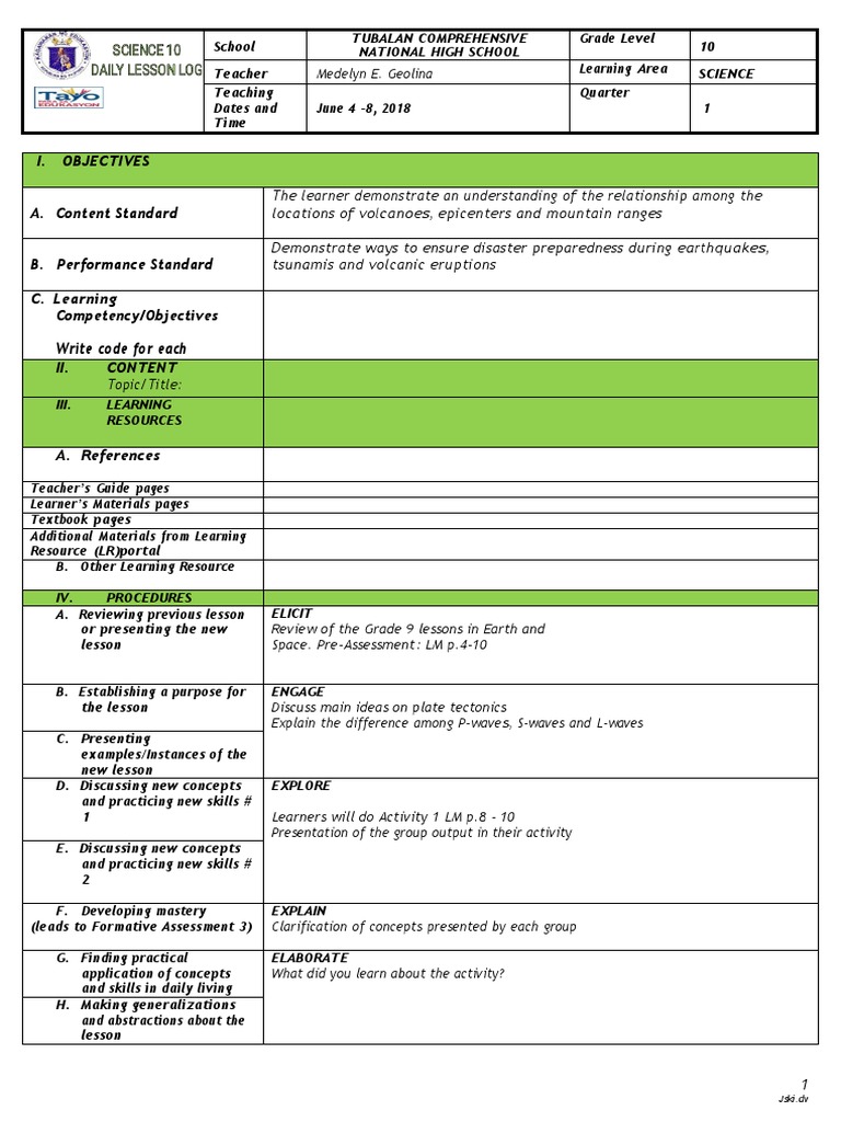 7es Lesson Plan Template1pdf | PDF | Learning | Change