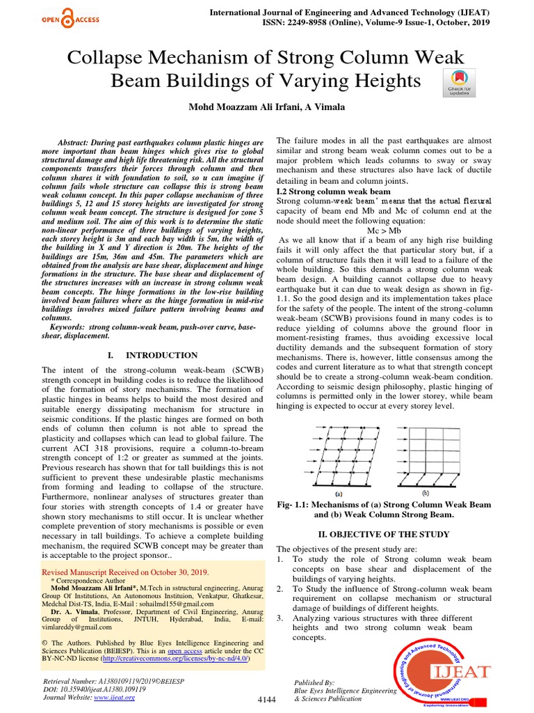 Collapse Mechanism of Strong Column Weak Beam Buildings of Varying ...